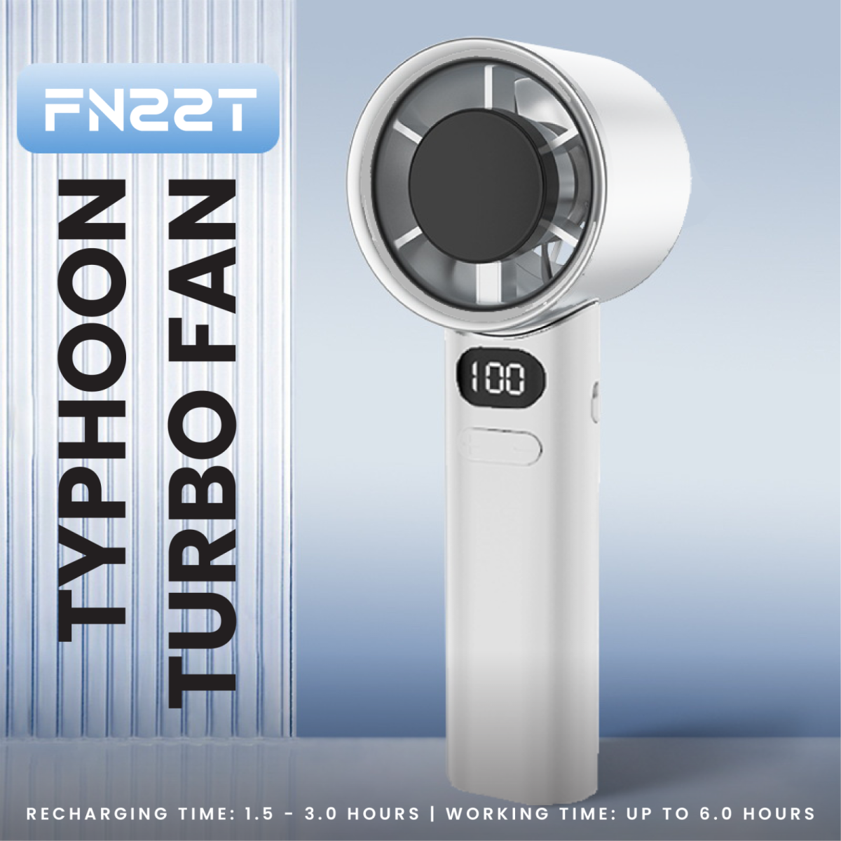 FN22T - TYPHOON TURBO FAN - HANDHELD TURBO FAN- TYPHOON WIND - 1800mAh ...